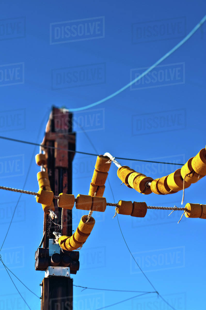 Power Lines Coming Off of Pole - Stock Photo - Dissolve