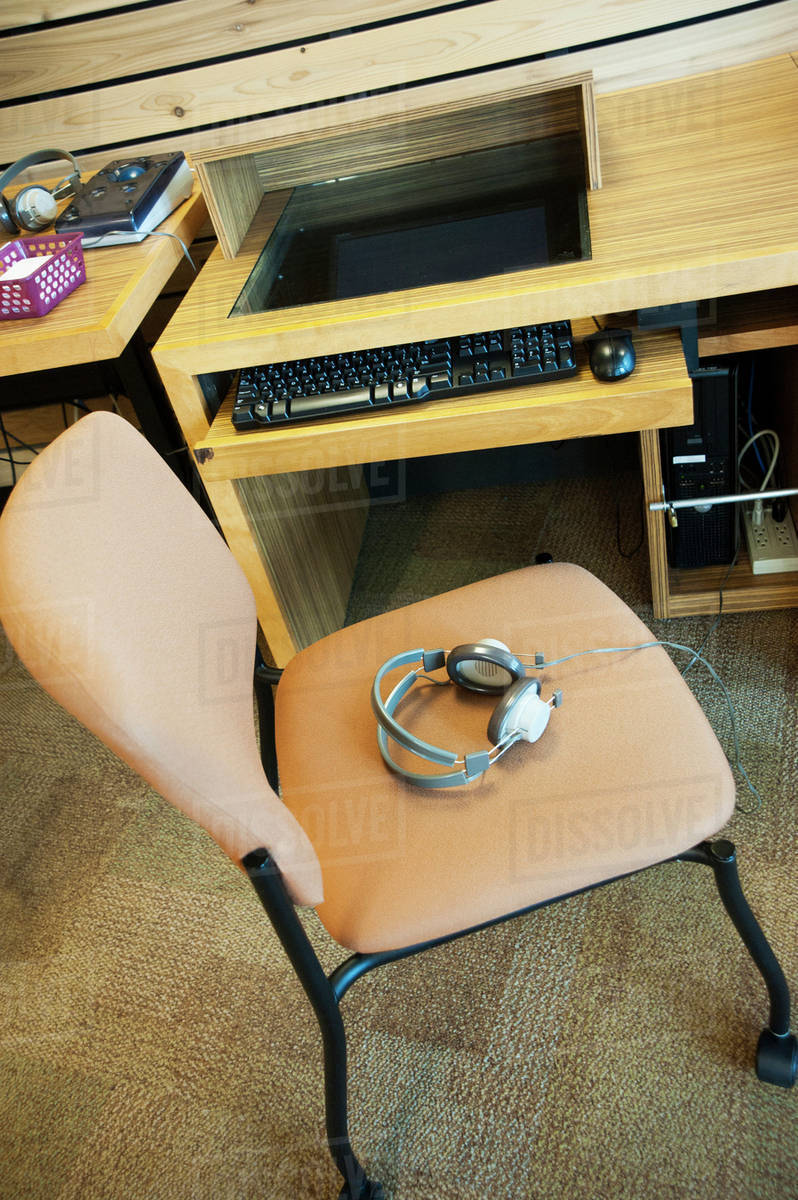 Computer Workstation With Headphones - Royalty-free Stock Photo | Dissolve