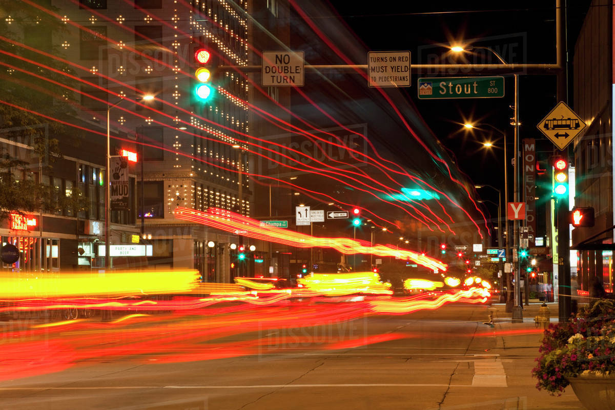 Downtown Street at Night - Stock Photo - Dissolve
