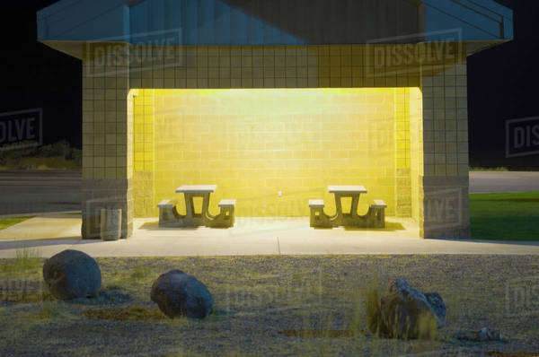 Interstate Rest Area at night - Stock Photo - Dissolve