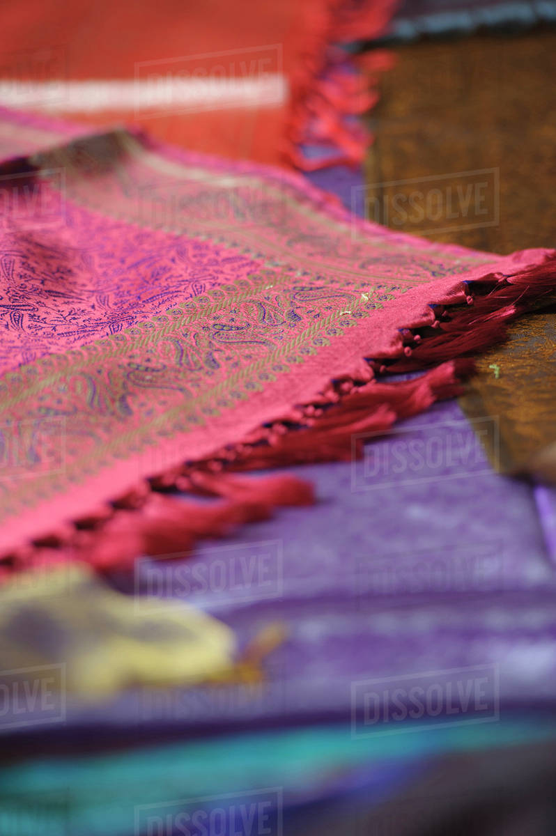 Close up of bright woven textiles - Stock Photo - Dissolve