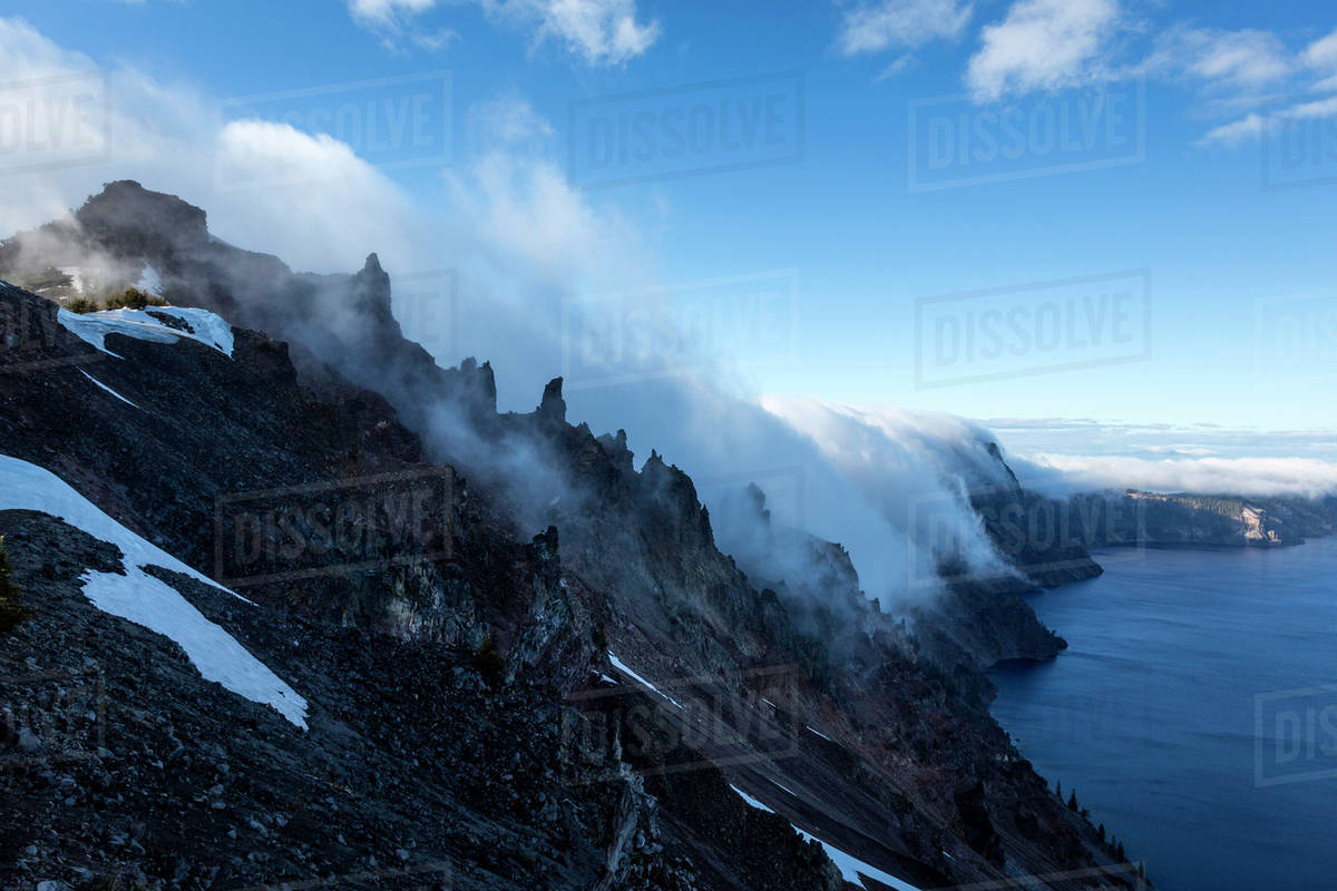 Close up of Devil's Backbone hillside, Crater Lake National Park ...