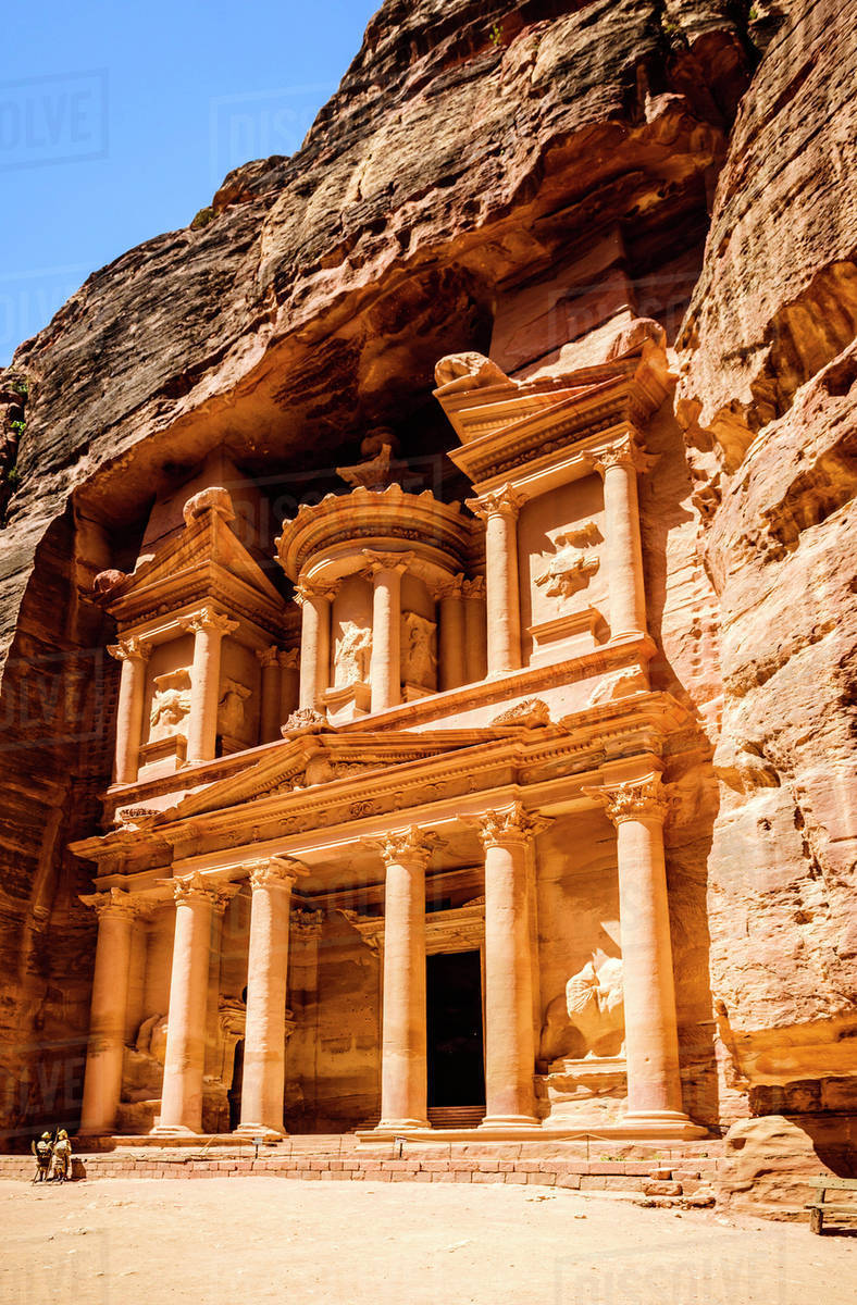 Al Khazneh Building Carved Into Cliff Face Petra Jordan Royalty