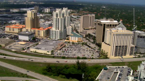 Flying over South Miami toward Dadeland Mall. Shot in 2007. - Stock ...