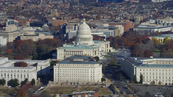 The Capitol Building, Rayburn House Office Building in foreground. Shot ...