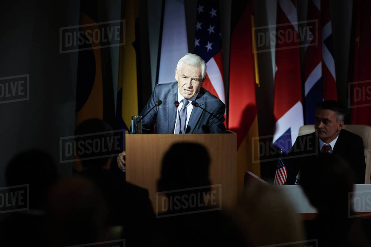 Presidential candidate giving a speech to the auditorium - Stock Photo ...