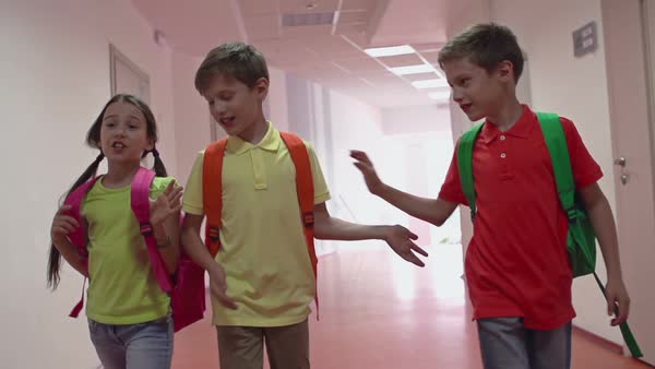 Three kids approaching camera in slow motion - HD Royalty-free Stock ...