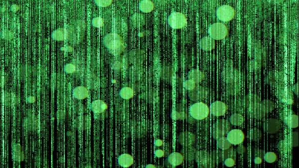 Big green matrix background, computer code with symbols and characters ...