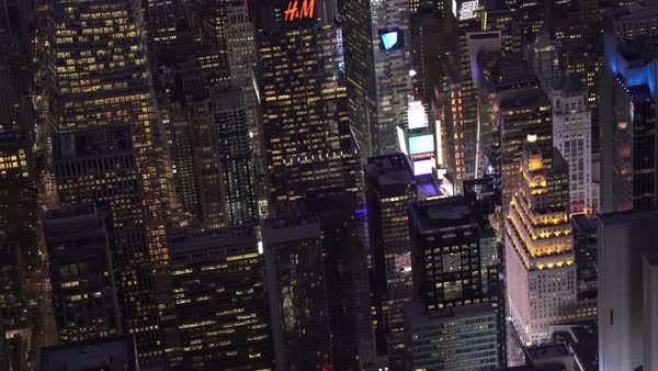New York City Circa-2015, telephoto aerial view of Times Square at ...