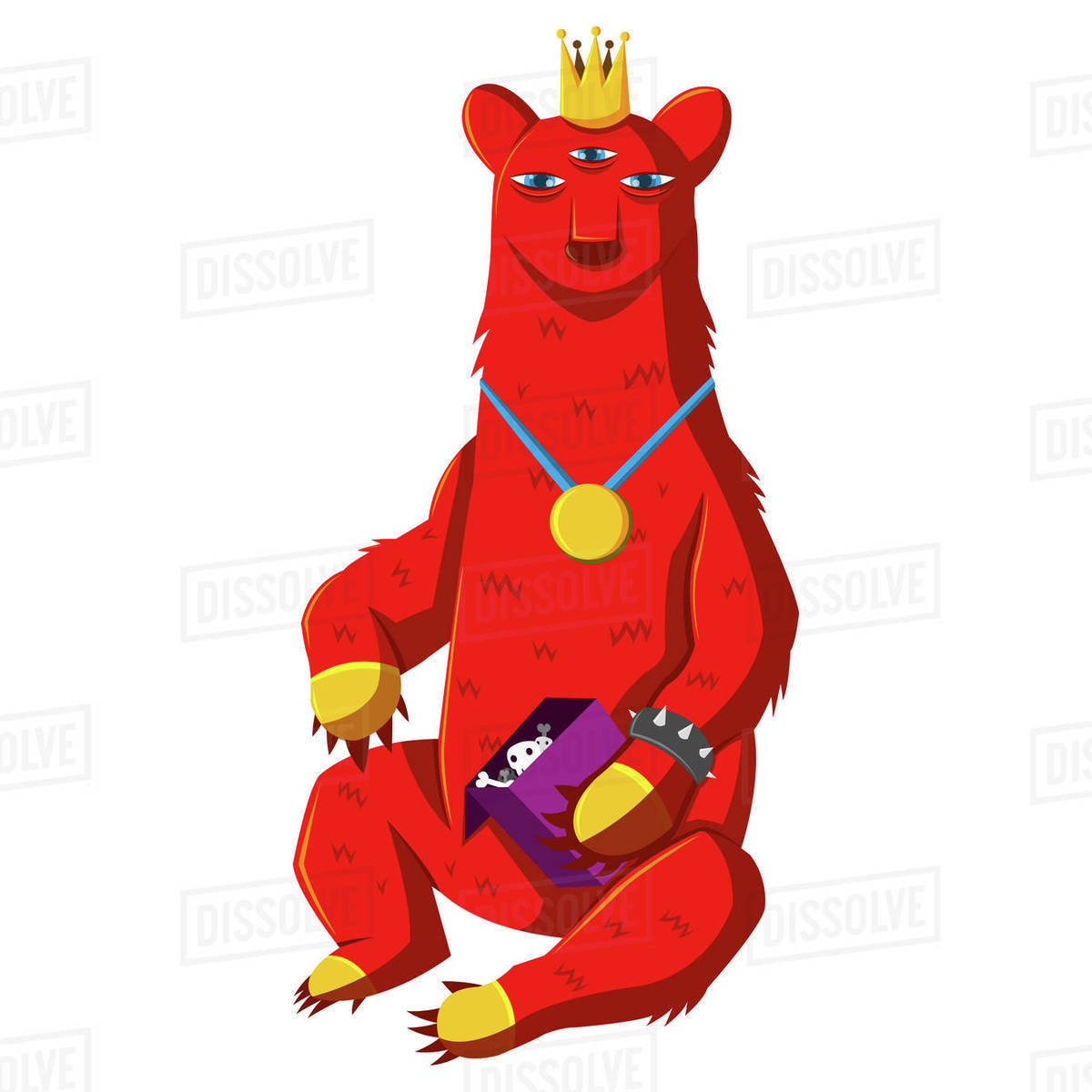 Cartoon illustration of red bear against white background - Stock Photo ...