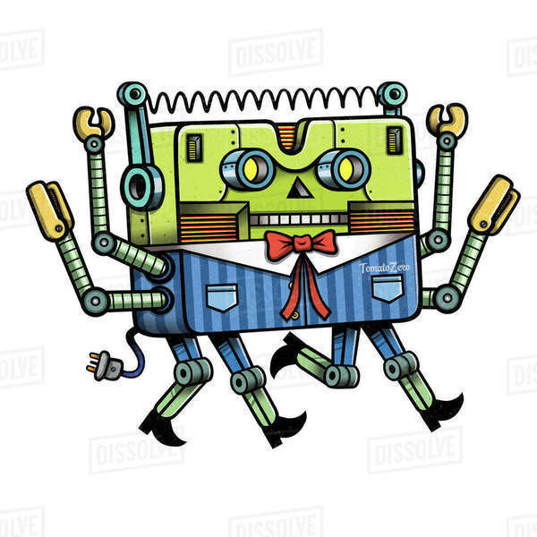 Cartoon illustration of robot worker isolated on white background ...