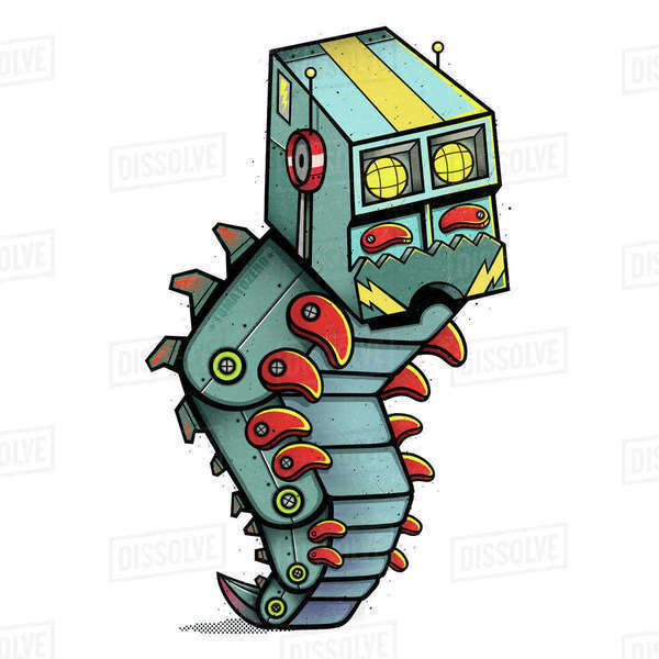 Cartoon illustration of robot worm isolated on white background - Stock ...