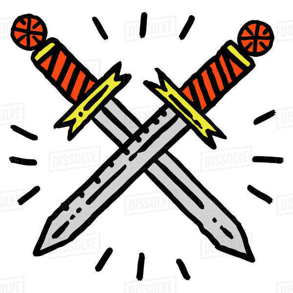 Illustration of crossed daggers isolated on white background - Stock ...