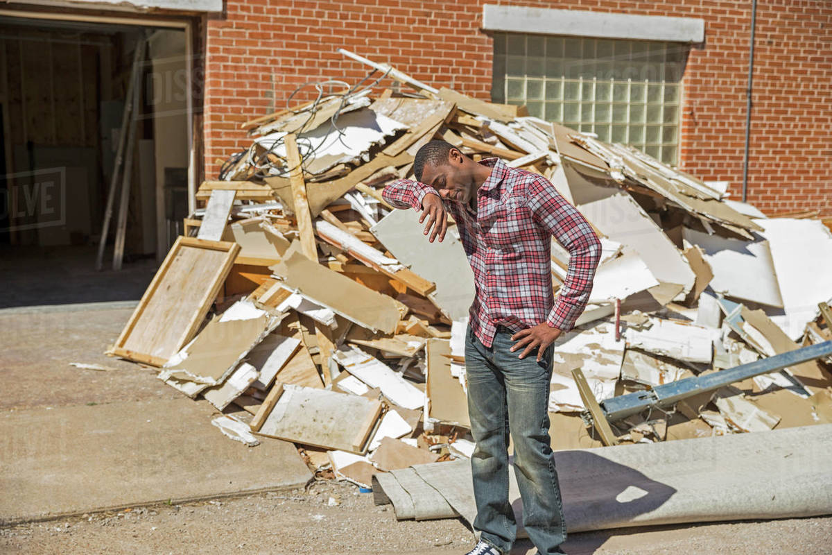 Worker wiping sweat at construction site - Royalty-free Stock Photo ...