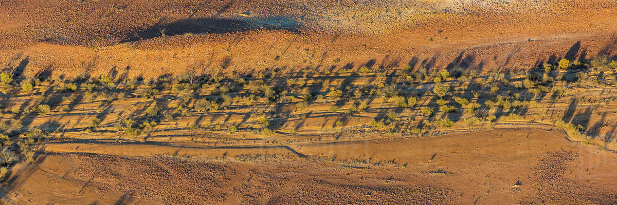 High angle aerial view of dry arid landscape from central South ...