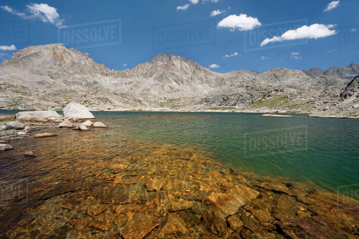 Lake in front of mountains, Indian Basin, Bridger-Teton National Forest ...