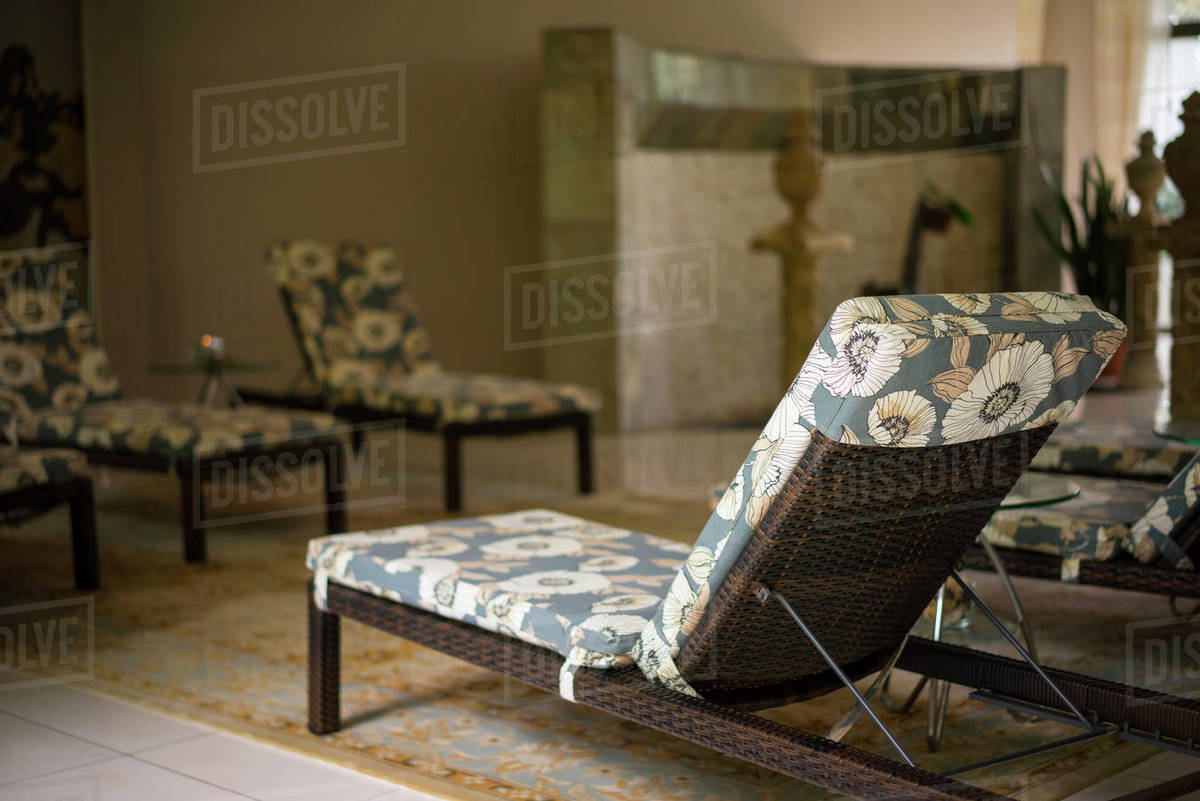Empty lounge chairs in spa - Royalty-free Stock Photo | Dissolve