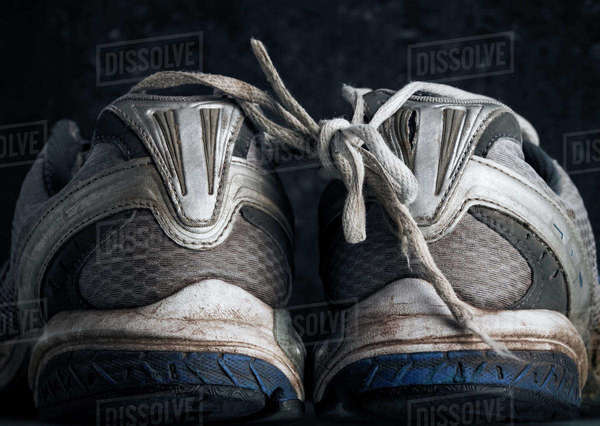 Back view of pair of old running shoes - Royalty-free Stock Photo ...