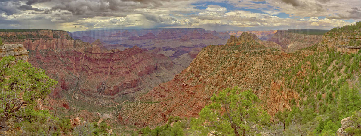 Sheer cliffs along the south rim of Grand Canyon Arizona east of ...