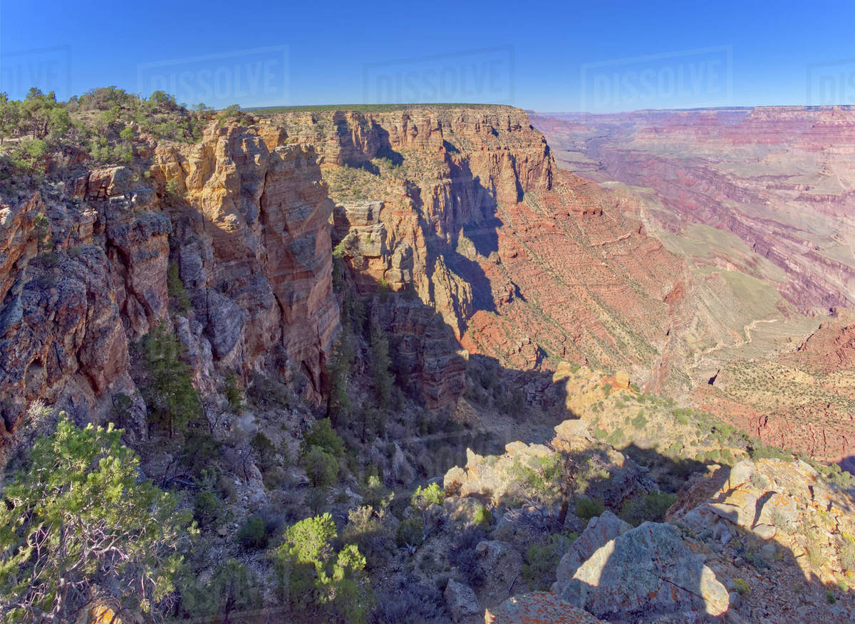 View of Zuni Point in the distance east of Papago Creek at Grand Canyon ...