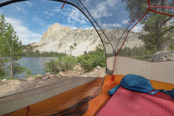 Backcountry camp at Alice Lake Sawtooth Mountains Idaho - Stock Photo ...