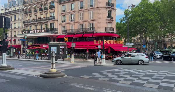 Paris, France: Shot of a typical restaurant entrance decorated with red ...