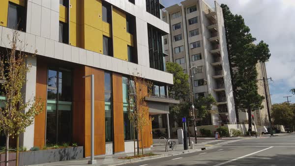 Facade of residence hall on the campus of UC Berkeley in downtown ...