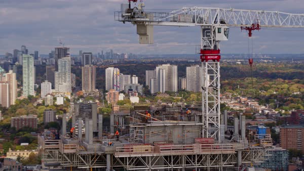 Toronto Ontario Aerial - Very close up panoramic view of high rise ...