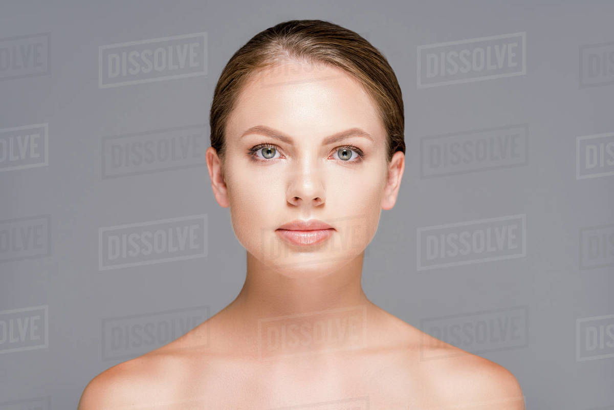 Portrait Of Beautiful Woman With Bare Shoulders And Perfect Skin