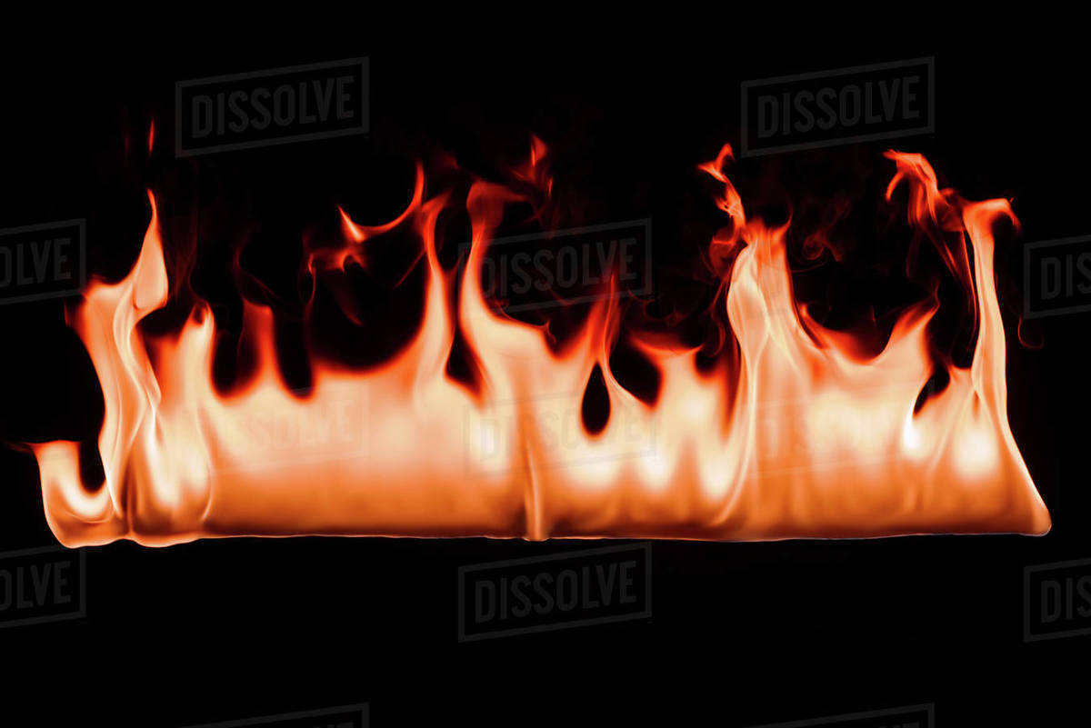 Close up view of burning fire on black backdrop - Royalty-free Stock ...