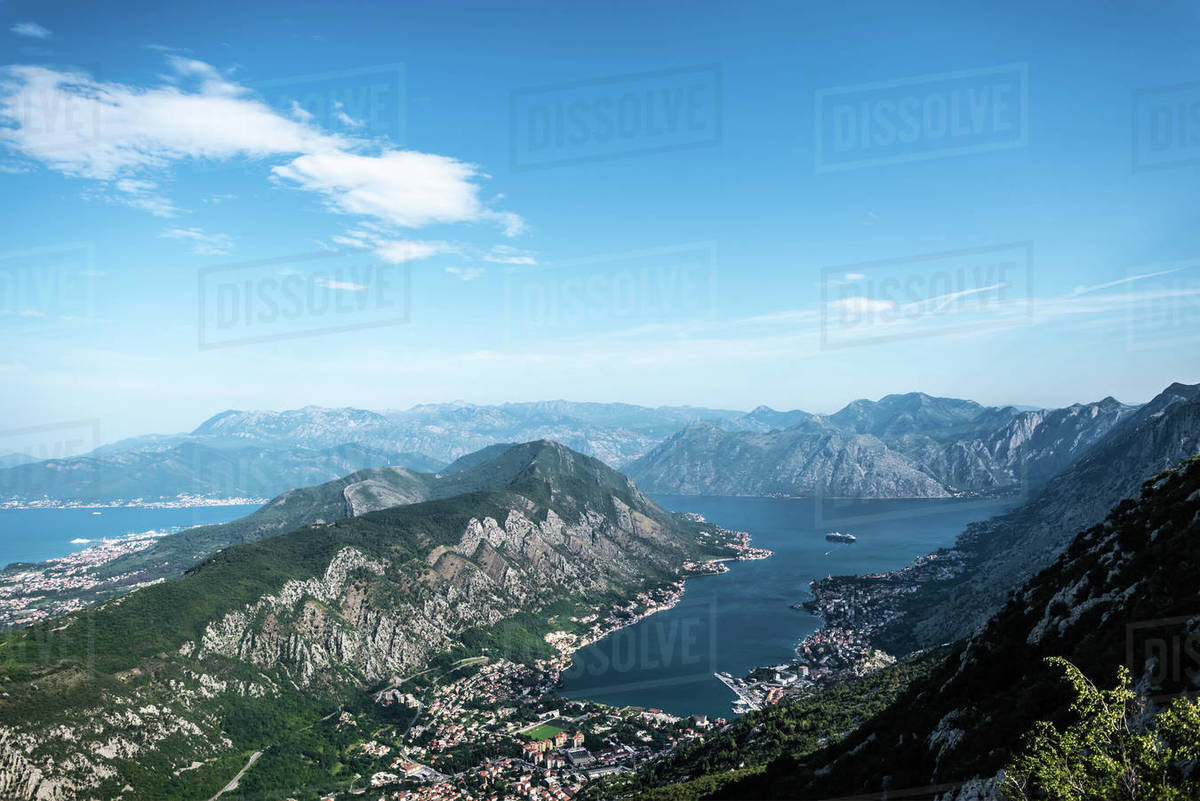 Beautiful view on kotor bay and coastal town in Montenegro - Royalty ...