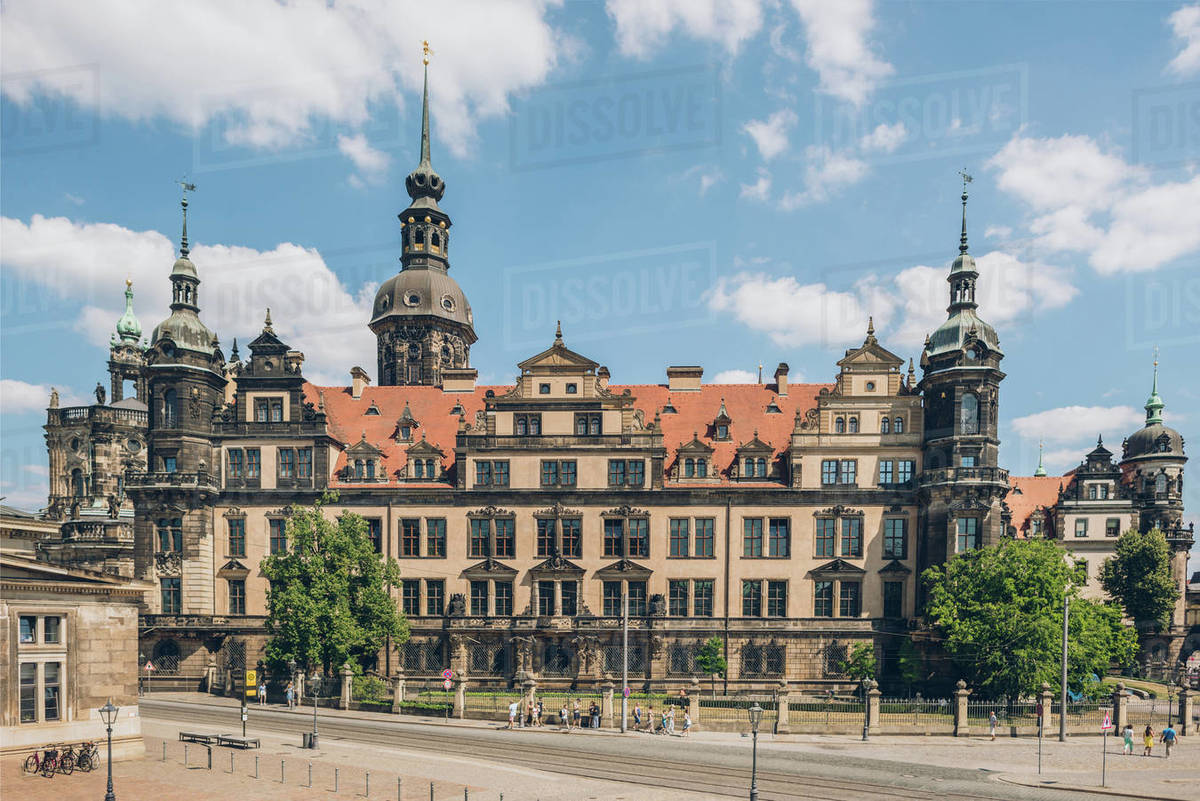 DRESDEN, GERMANY - JULY 24, 2018: people walking near beautiful Dresden ...