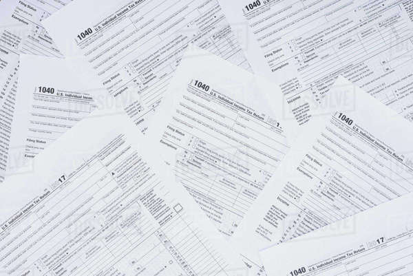 Top view of background with tax forms and copy space - Stock Photo ...