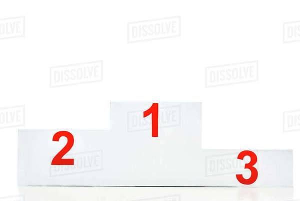 Winner podium with red numbers isolated on white - Stock Photo - Dissolve