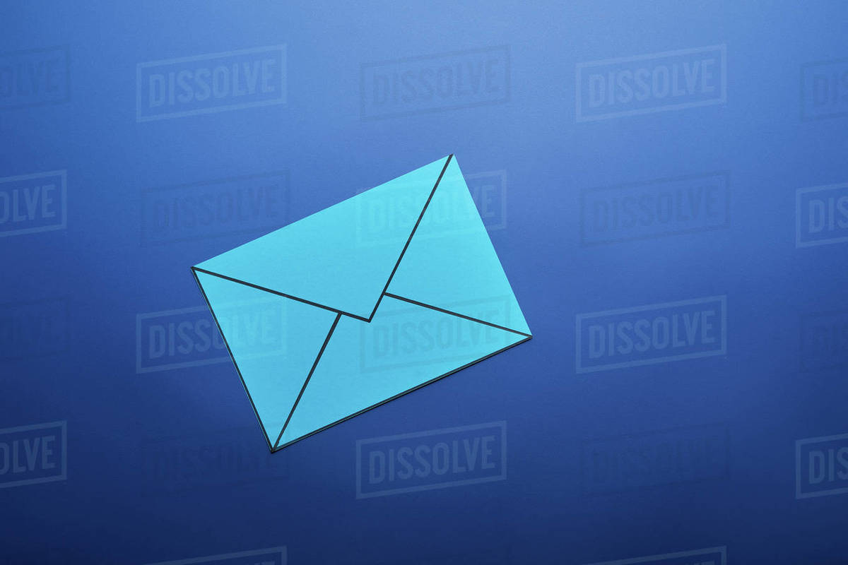 Top view of light blue email sign on blue background - Stock Photo ...