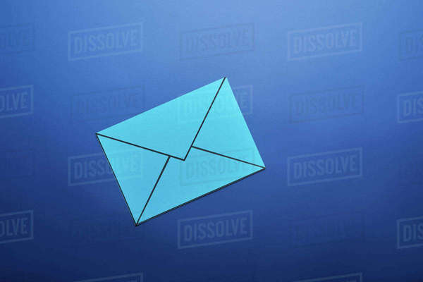 Top view of light blue email sign on blue background - Stock Photo ...