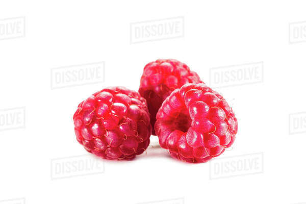 Pile of fresh ripe raspberries isolated on white background - Royalty ...
