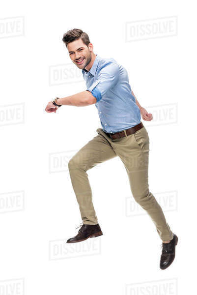 Handsome running man isolated on white - Royalty-free Stock Photo ...
