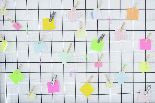 various empty colorful notes hanging on board - Royalty-free Stock ...