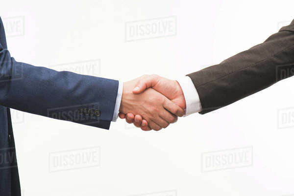 cropped image of shaking hands isolated on white - Royalty-free Stock ...
