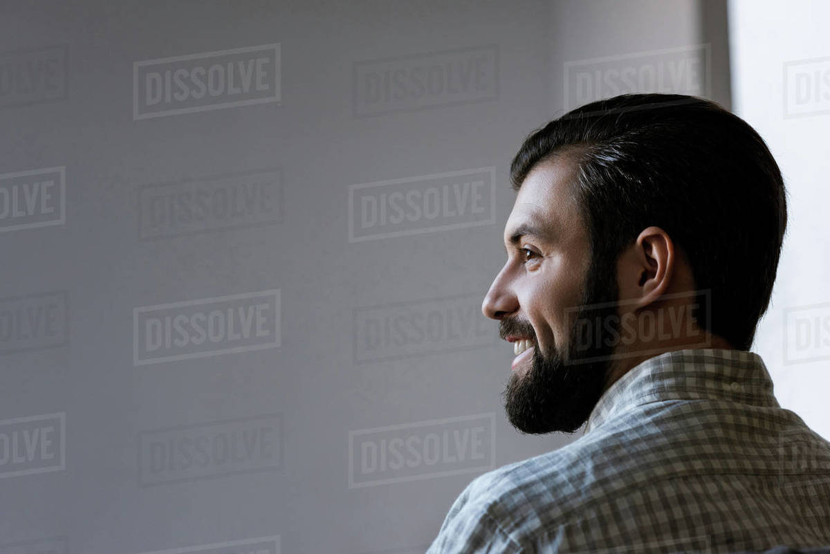 Back view of handsome caucasian man with beard - Royalty-free Stock ...