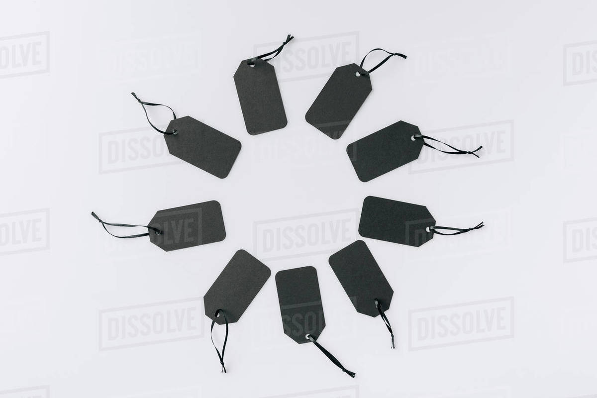 Circle made from blank black labels on grey - Royalty-free Stock Photo ...