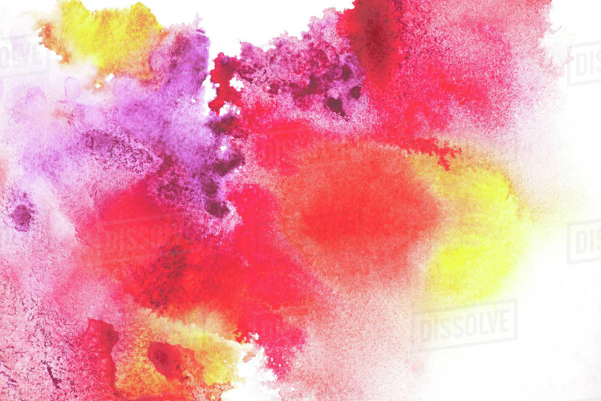 Abstract painting with colorful paint blots on white - Stock Photo ...