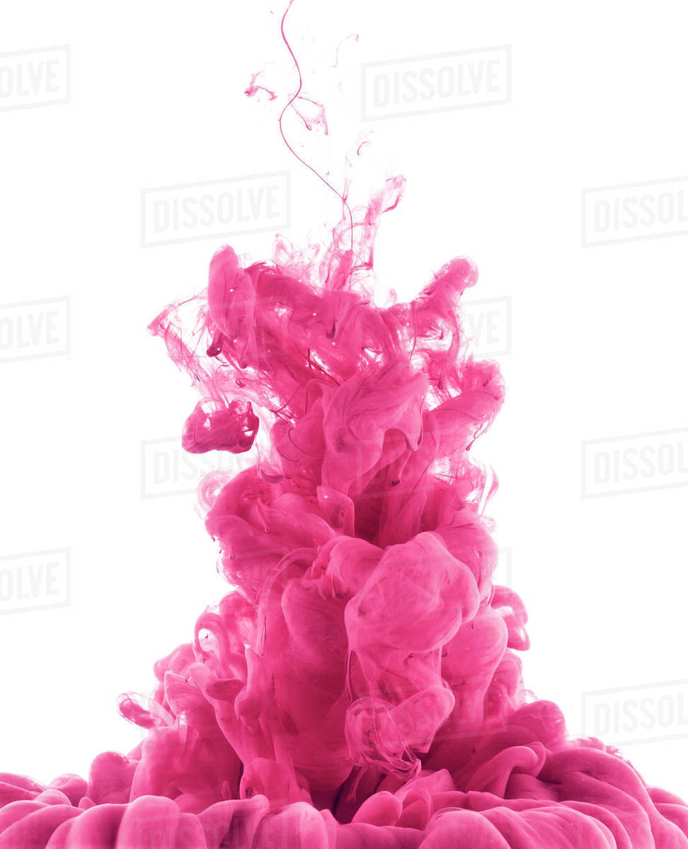 Pink paint splash in water, isolated on white - Royalty-free Stock ...