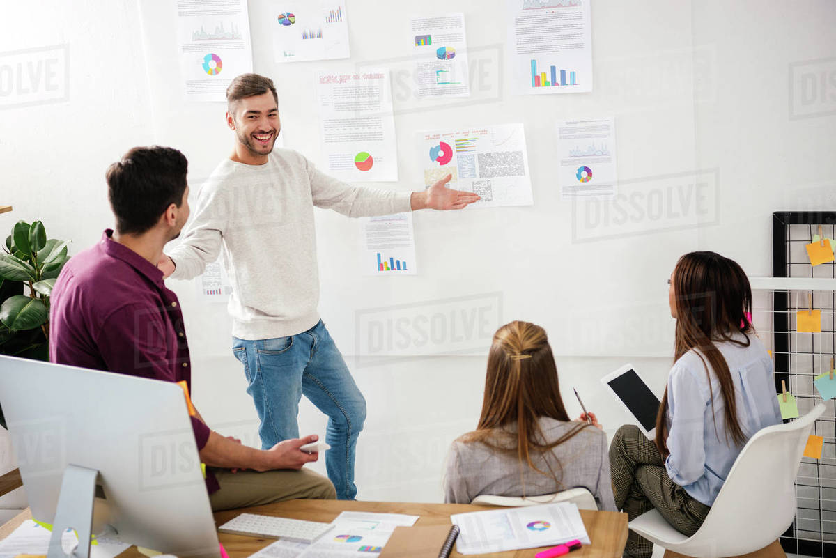 Marketing manager on business meeting with multiethnic colleagues ...