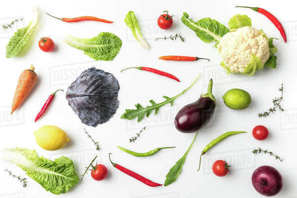 Top view of different vegetables isolated on white - Royalty-free Stock ...