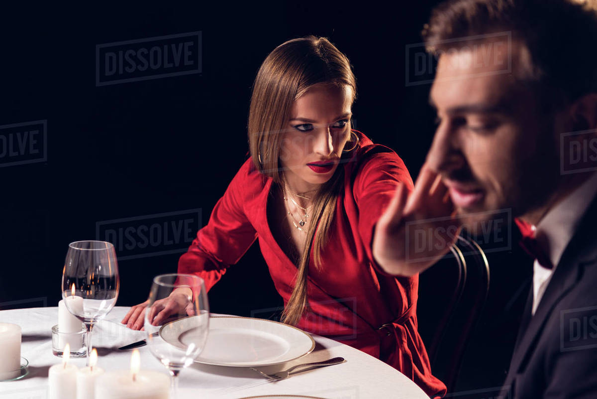 Girlfriend slapping her boyfriend during romantic date in restaurant - Royalty-free Stock Photo ...