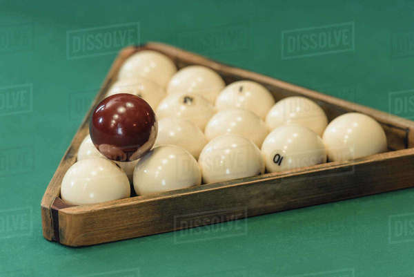 closeup view of russian pool balls set in triangle - Stock Photo - Dissolve