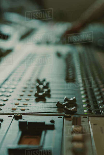 close-up shot of analog graphic equalizer at recording studio - Royalty ...