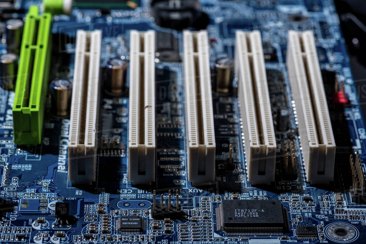 close up view of computer motherboard ports - Royalty-free Stock Photo ...